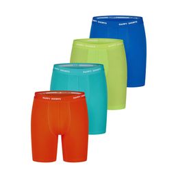 Happy Shorts Herren Retro Boxer Neon Long 4-Pack Retroshorts, Vintage Boxer,