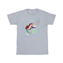 Disney - "The Little Mermaid Reading A Book" T-Shirt f&uuml;r Herren (Grau)