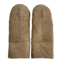 Damen-F&auml;ustlinge aus echtem Wildleder und Schaffell, hellbraun, warme Handschuhe