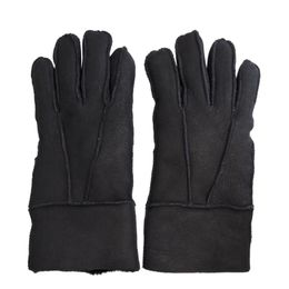 Schwarze Unisex-Handschuhe aus Schaffell-Wildleder mit aufrollbarer Manschette