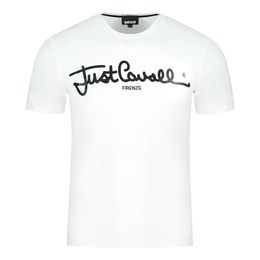 Just Cavalli Logo Unterschrift Wei&szlig;es T-Shirt