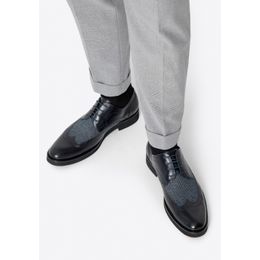 Wittchen Herren-Derbyschuhe aus Leder mit Textileins&auml;tzen, marineblau, Naturleder