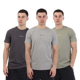 Nicce - "Petras" T-Shirt f&uuml;r Herren (3er-Pack) (Holzkohle/Hellgrau/Olivgr&uuml;n)