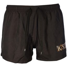 Schwarze kurze Badeshorts mit kleinem Leopardenmuster von Moschino