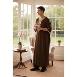 Braune Ramadan-Marokkanische Thobe-Robe f&uuml;r Herren Djellaba Gandoura Eid Jubba LFS-HM67