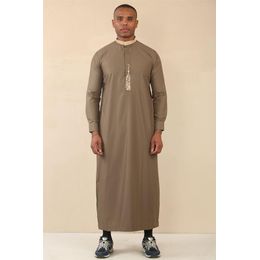 Brauner Herren-Thobe, arabische saudi-arabische emiratische islamische Kleidung, Jubba-Robe
