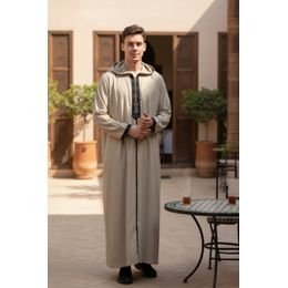 Graue Eid-Kapuzen-Marokkaner-Thobe-Robe f&uuml;r Herren, Djellaba, Gandoura, Ramadan, Jubba, LFS-HM3