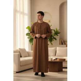 Herren Braun Eid Marokkanischer Thobe Robe Djellaba Ramadan Eid Jubba LFS- HM10