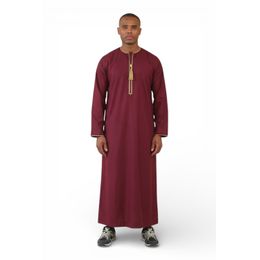 Herren Ramadan Burgunderrot Marokkanischer Thobe Robe Emirati Eid Jubba- TT-003