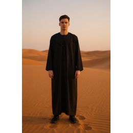 Herren Schwarz Eid Marokkanische Jubba Robe Djellaba Ramadan Eid Thobe LFS-HM11