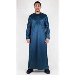 Marineblauer Thobe-Robe f&uuml;r Herren aus Satin, emiratische islamische Jubba Eid, normale Passform