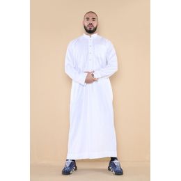 Wei&szlig;er Thobe Jubba f&uuml;r Herren, saudischer islamischer arabischer Eid-Kaftan aus Baumwolle, Jubbah Umrah Robe