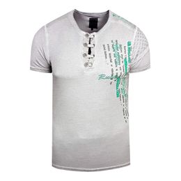 Rusty Neal Oil-Washed T-Shirt mit Knopfleiste