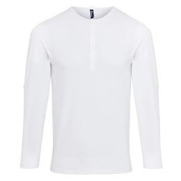Premier - "Long John" T-Shirt Krempel&auml;rmel f&uuml;r Herren (Wei&szlig;)