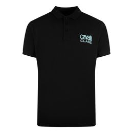 Schwarzes Poloshirt &bdquo;Cavalli Class&ldquo; mit auff&auml;lligem Logo