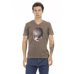 Skull Grafik V-Ausschnitt T-Shirt
