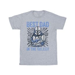 Star Wars - "Mandalorian Best Dad Galaxy" T-Shirt f&uuml;r Herren (Grau)
