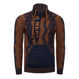 Rusty Neal 1/2 Zip Pullover im Kontrast Design