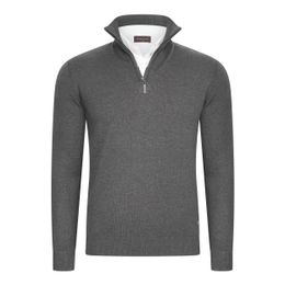 Cappuccino Italia Mock Zip Pullover f&uuml;r Herren. Der Pullover besteht aus 50% Baumwolle und 50% Polyester und hat eine normale Passform. Der Pullover hat einen Hemdkragen, der an den Pullover angen&auml;ht ist. Marke: Cappuccino ItaliaModellname: Mock Pullover (mit Hemdkragen)Kategorie: Pullover f&uuml;r HerrenMaterialien: Baumwolle, AcrylFarbe: anthrazitgrau, wei&szlig;