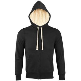 SOLS Sherpa Unisex Sweatshirt mit Kapuze und Rei&szlig;verschluss (Schwarz)