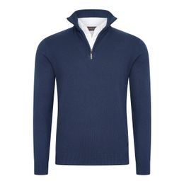 Cappuccino Italia Mock Zip Pullover f&uuml;r Herren. Der Pullover besteht aus 50% Baumwolle und 50% Polyester und hat eine normale Passform. Der Pullover hat einen Hemdkragen, der an den Pullover angen&auml;ht ist. Marke: Cappuccino ItaliaModellname: Mock Pullover (mit Hemdkragen)Kategorie: Pullover f&uuml;r HerrenMaterialien: Baumwolle, AcrylFarbe: marineblau, wei&szlig;
