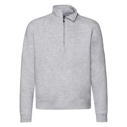 Fruit of the Loom - "Premium" Sweatshirt mit kurzem Rei&szlig;verschluss f&uuml;r Herren Raglan&auml;rmel (Grau meliert)