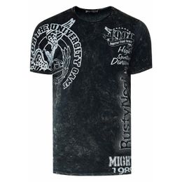 Rusty Neal Acid Washed T-Shirt mit Prints
