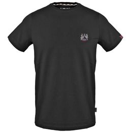 Aquascutum kleines schwarzes T-Shirt mit Aldis-Logo auf der Brust