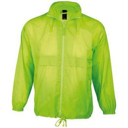 SOLS Unisex Surf Windbreaker / Jacke, besonders leicht (Neon Gr&uuml;n)