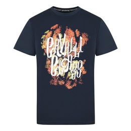 Cavalli Class Bold Logo Marineblaues T-Shirt