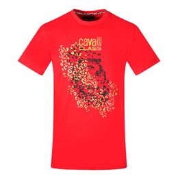 Cavalli Class Leopardprint Silhouette Rotes T-Shirt