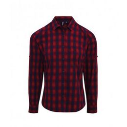 Premier Damen Karohemd Mulligan, lang&auml;rmlig (Rot/Marineblau)
