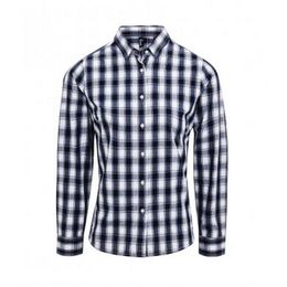 Premier Damen Karohemd Mulligan, lang&auml;rmlig (Wei&szlig;/Marineblau)