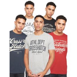CrossHatch - "Luckmoore" T-Shirt f&uuml;r Herren(5er-Pack) (Wei&szlig;/Orange/Schwarz/Grau/Marineblau)