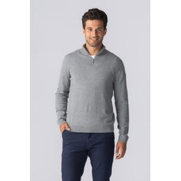 Pullover mit halbem Rei&szlig;verschluss &ndash; Grau Melange