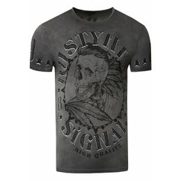 Rusty Neal T-Shirt Verwaschen mit Skull-Print