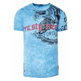 Rusty Neal Verwaschenes T-Shirt mit Eagle-Print