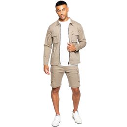 Enzo | Herren Cargo-Trainingsanzug mit Shorts Set - Beige