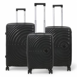 Erweiterbarer schwarzer Hartschalenkoffer mit 8 R&auml;dern