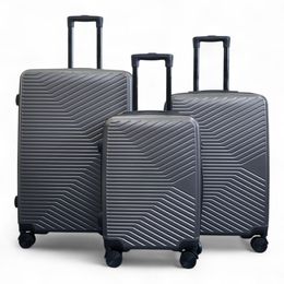 Hartschalenkoffer Anthrazitgrau Robuster 8-Rollen-Gep&auml;ckkoffer Handgep&auml;cktasche