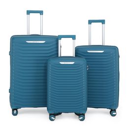 Hartschalen-Kofferset, Blau, klassisch, 8 Rollen, Kabinengep&auml;ck, TSA, Urlaubsreise