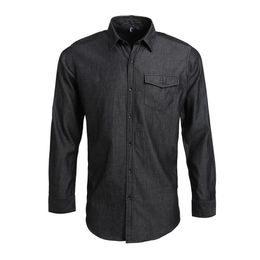 Premier - Hemd Jeans Style Naht f&uuml;r Herren (Jeans-Schwarz)