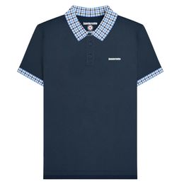Lambretta - Poloshirt f&uuml;r Herren, Gingham Kragen, Gro&szlig; und Hoch (Schwarz)