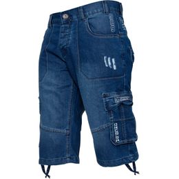 Enzo Herren Cargo Combat Denim Shorts