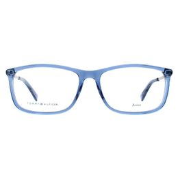Tommy Hilfiger Rechteckige Unisex-Brille Transparent Blau