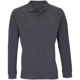 SOLS - "Planet" Poloshirt f&uuml;r Herren/Damen Unisex Lang&auml;rmlig (Holzkohle-Mergel)