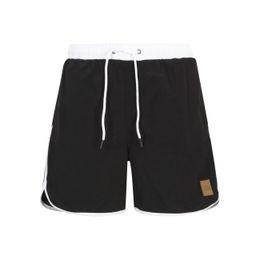 Badeshorts Urban Classics "Urban Classics Herren Retro Swimshorts", Herren, Gr. XXL, US-Gr&ouml;&szlig;en, schwarz-wei&szlig; (blk, wht), 100% Polyamid, Badehosen Badeshorts