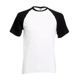 Fruit of the Loom - T-Shirt f&uuml;r Herren - Baseball kurz&auml;rmlig (Wei&szlig;/Schwarz)