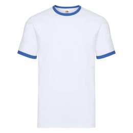 Fruit of the Loom - "Ringer" T-Shirt f&uuml;r Herren (Wei&szlig;/K&ouml;nigsblau)