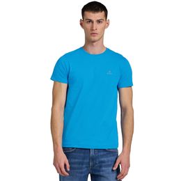 Gant | Herren T-Shirt mit Rundhalsausschnitt Kontrast Logo - Blau
